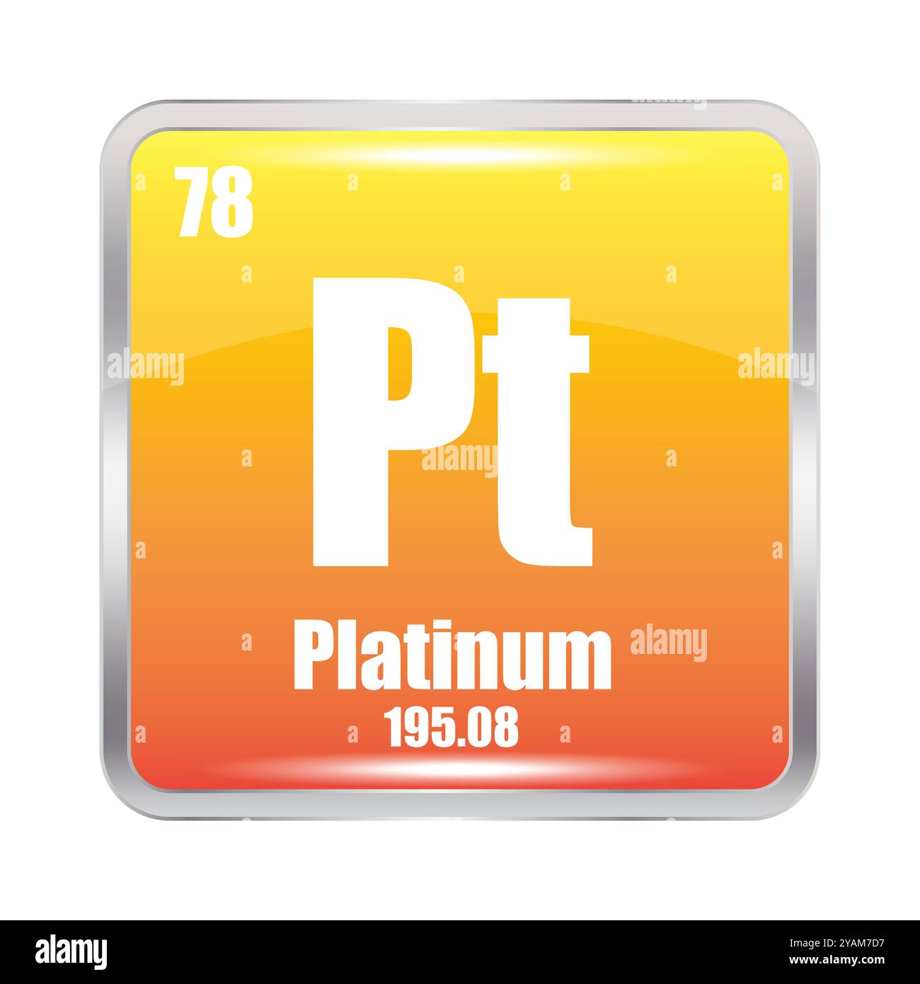 Platinum icon. Pt chemical element. Atomic number 78. Mass 195.08 ...