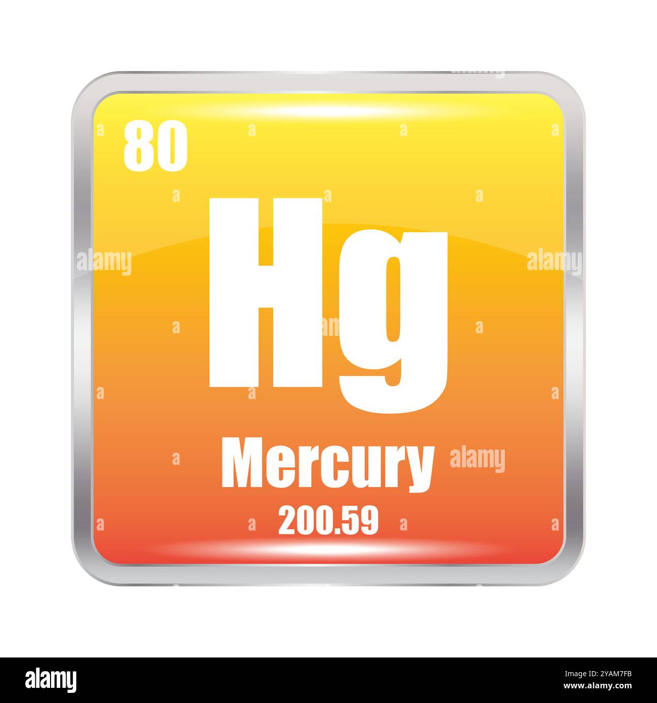 Mercury icon. Hg chemical element. Atomic number 80. Mass 200.59 ...