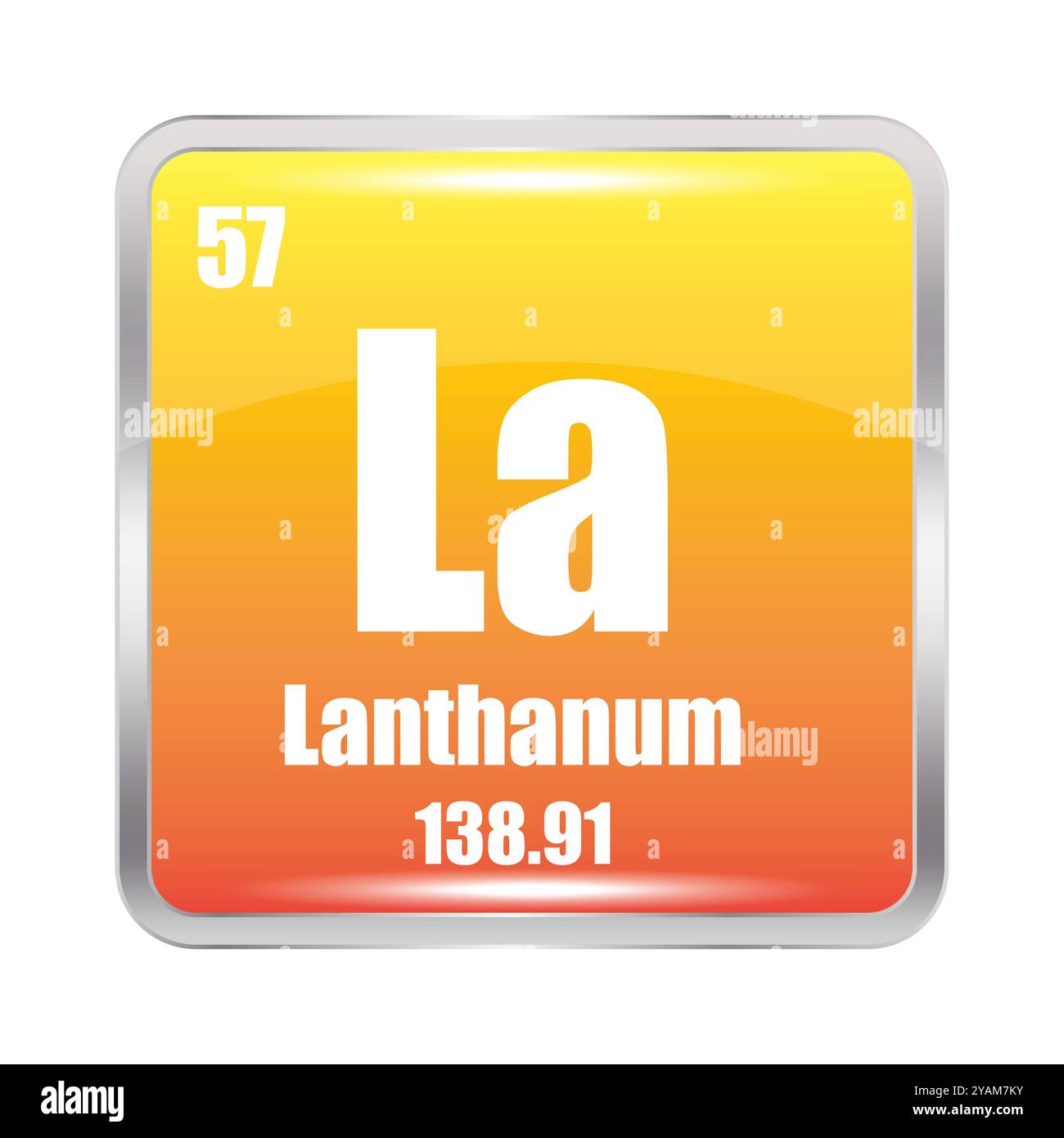 Lanthanum icon. La chemical element. Atomic number 57. Mass 138.91 ...