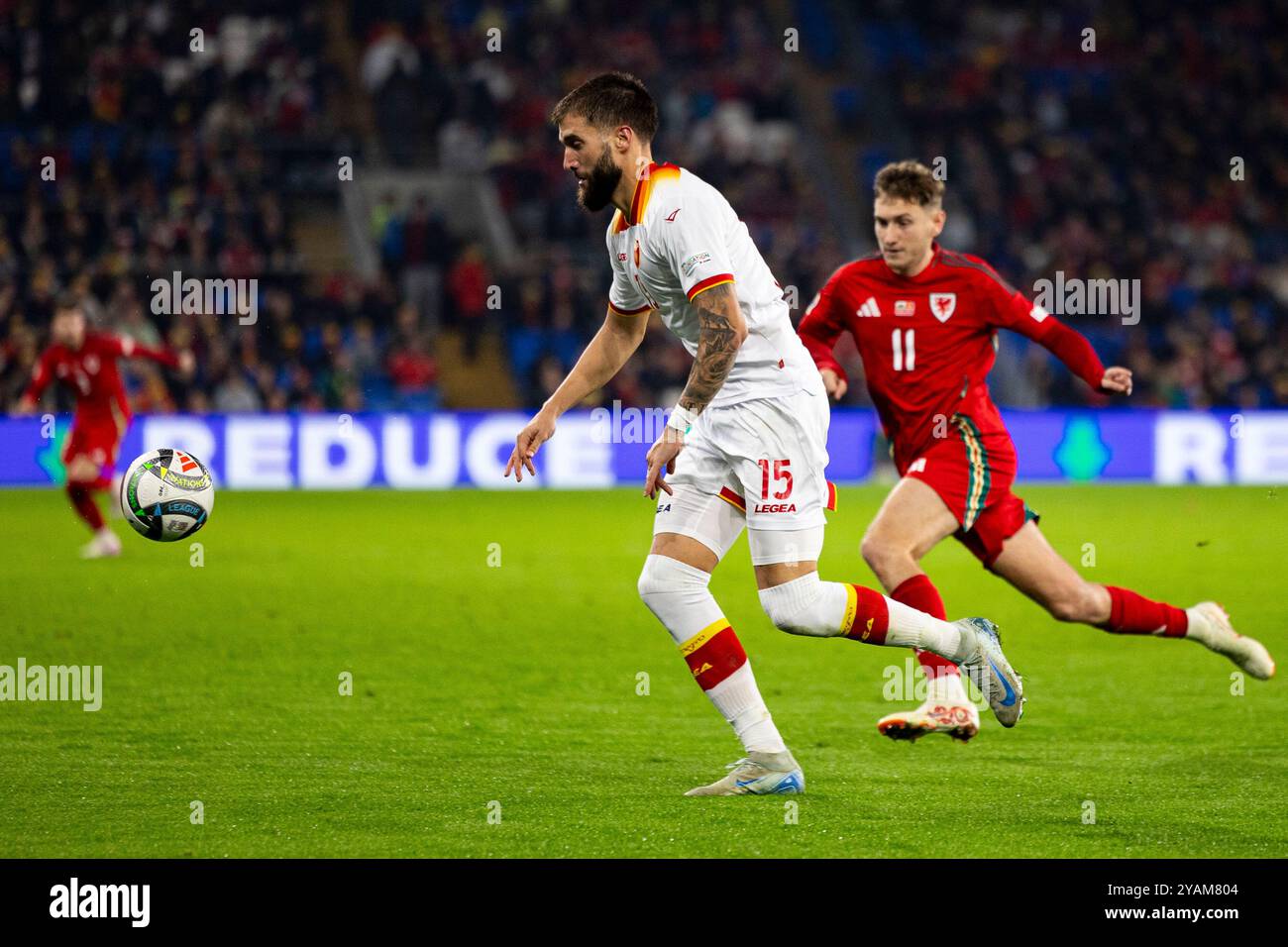 Cardiff, UK. 14th Oct, 2024. Nikola Šipčić of Montenegro in action ...