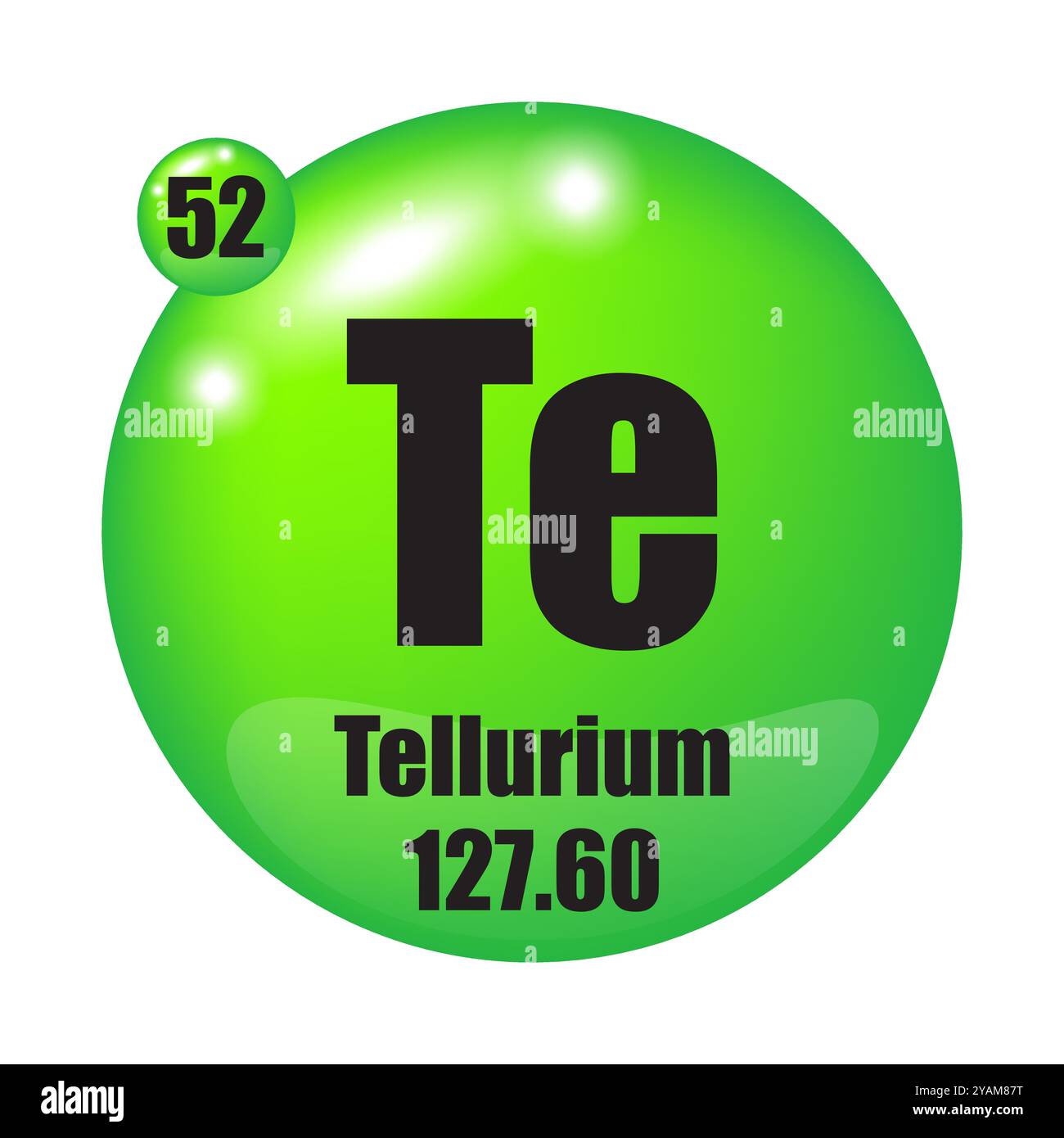 Tellurium icon. Te chemical element. Atomic number 52. Mass 127.60 ...