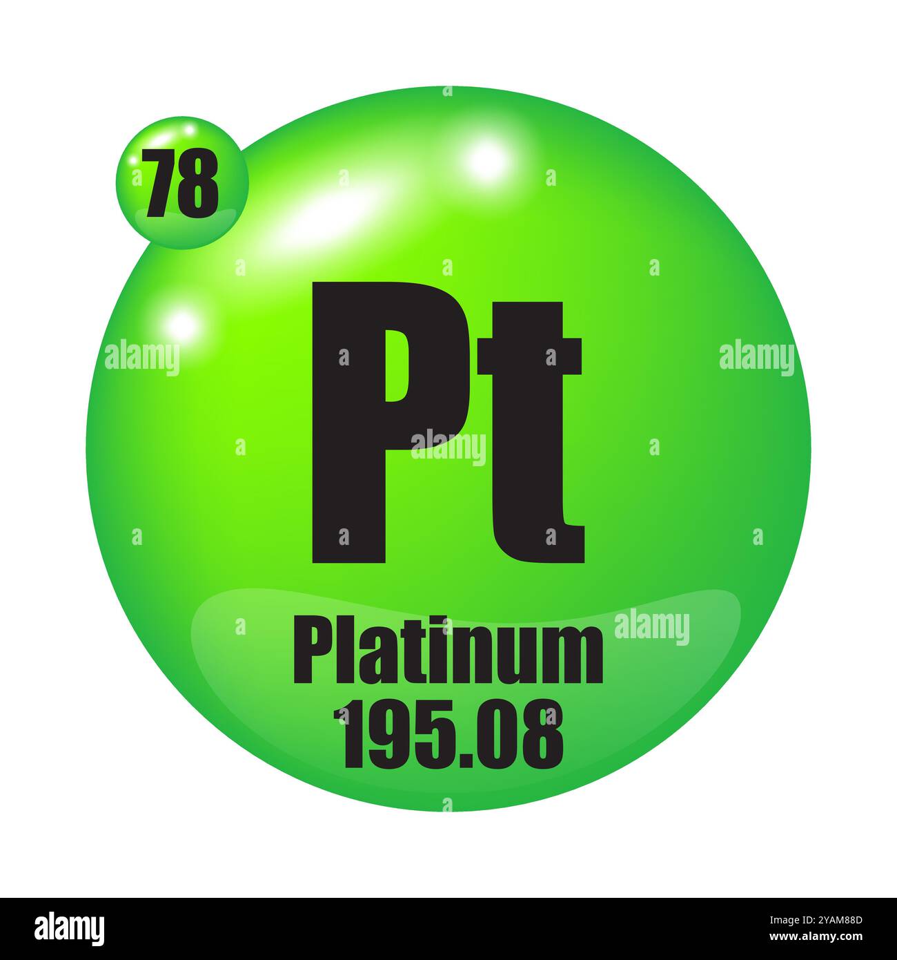 Platinum icon. Pt chemical element. Atomic number 78. Mass 195.08 ...