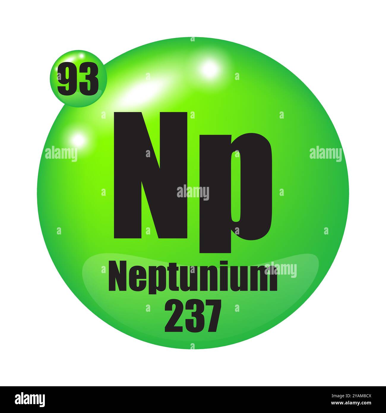 Neptunium icon. Np chemical element. Atomic number 93. Mass 237. Green ...