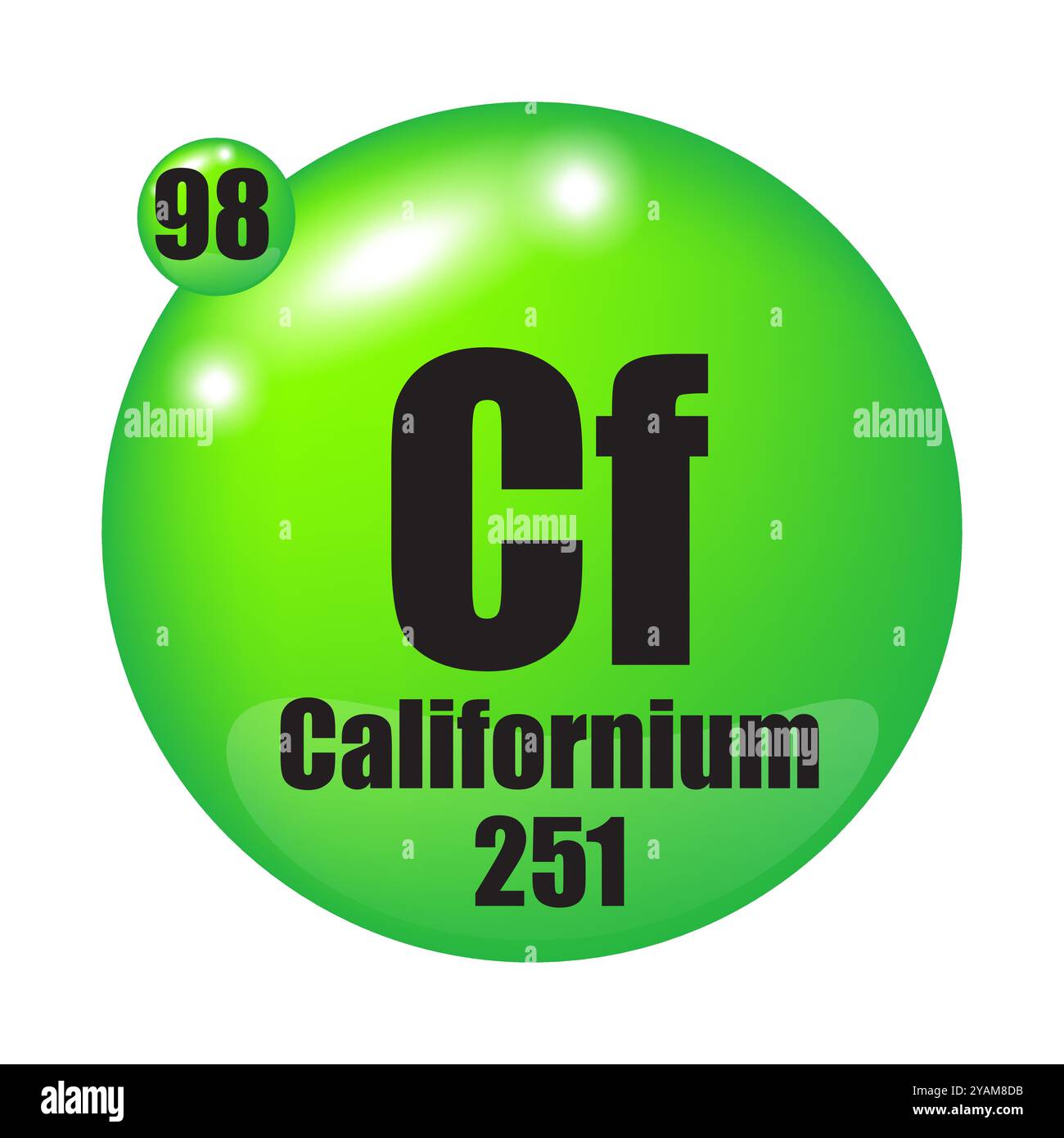 Californium icon. Cf chemical element. Atomic number 98. Mass 251 ...