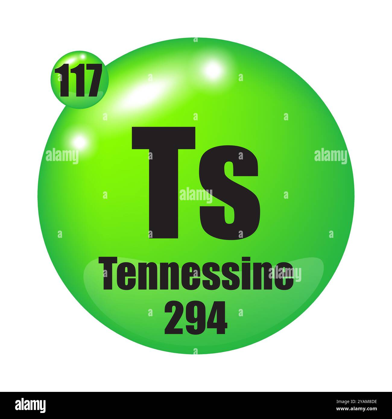 Tennessine icon. Ts chemical element. Atomic number 117. Mass 294 ...
