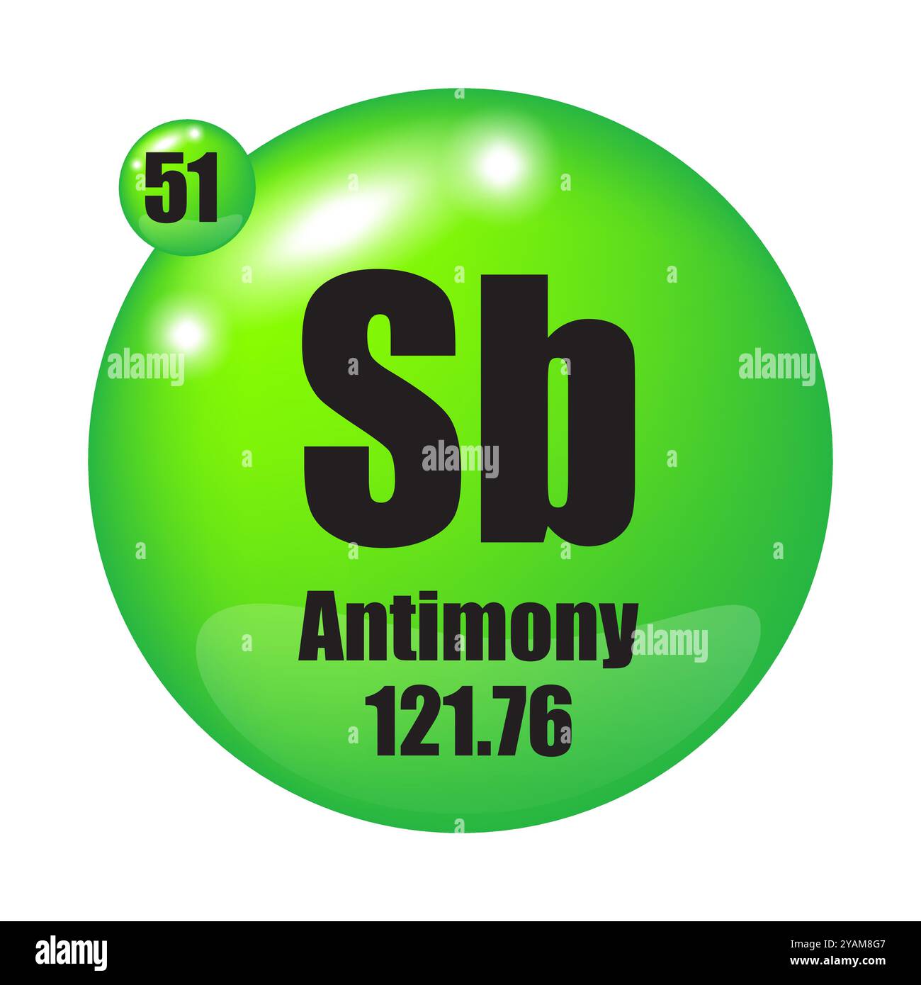 Antimony icon. Sb chemical element. Atomic number 51. Mass 121.76 ...