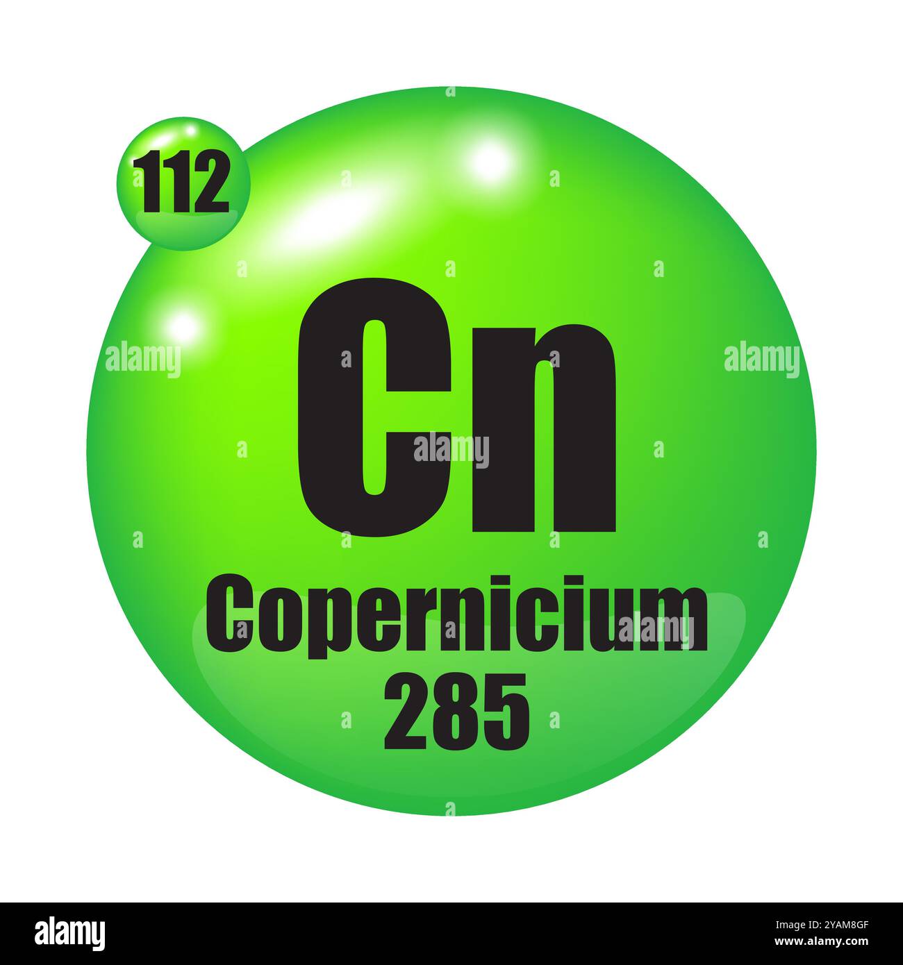 Copernicium icon. Cn chemical element. Atomic number 112. Mass 285 ...