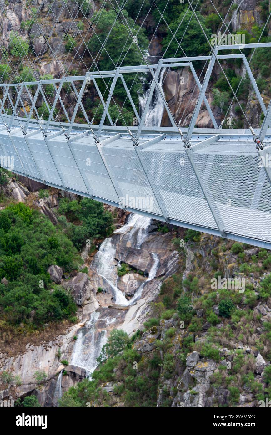 Arouca 516 suspension bridge, over the Paiva river, near Arouca ...