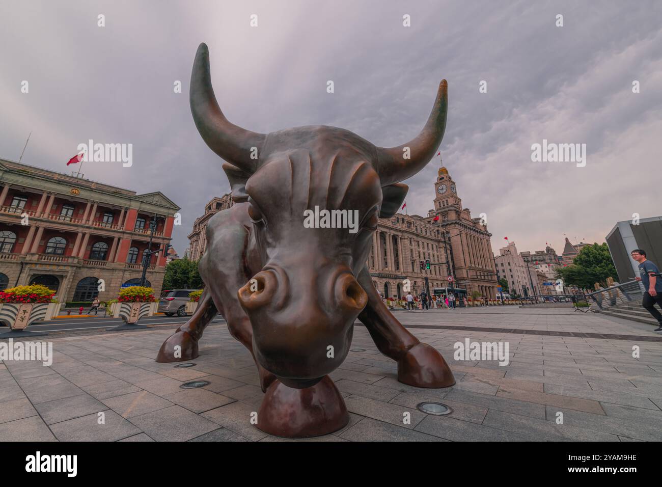 Shanghai, China - December 30, 2022: Bronze bull on The Bund in ...