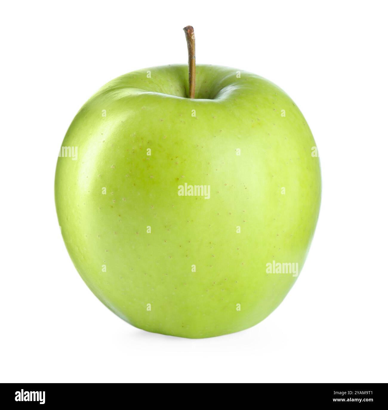 One ripe green apple isolated on white Stock Photo - Alamy