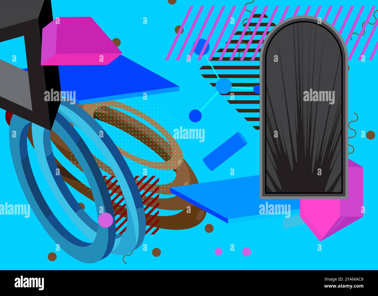 Busy geometrical graphic retro theme cover. Minimal geometric elements ...