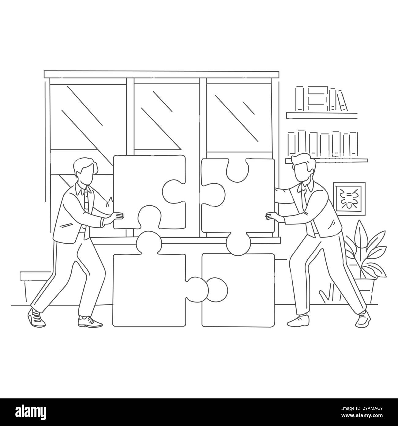 People connecting puzzle pieces. Teamwork, business and collaboration ...