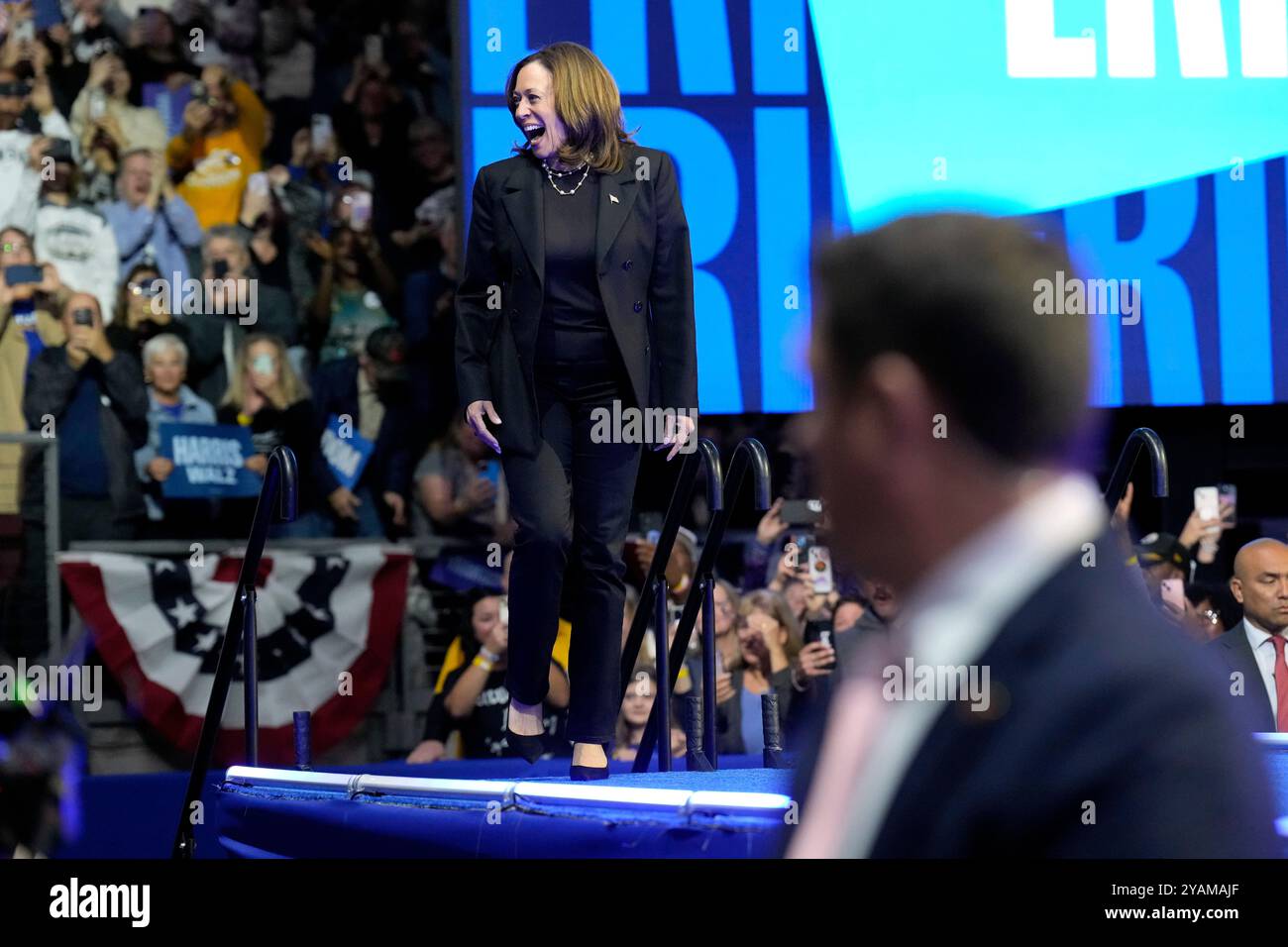 Democratic presidential nominee Vice President Kamala Harris arrives to ...