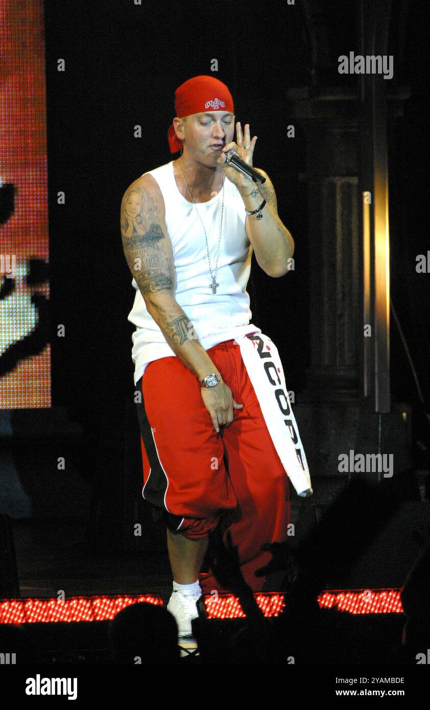 EMINEM performing at The Tweeter Center on August 6, 2005. Photo by ...