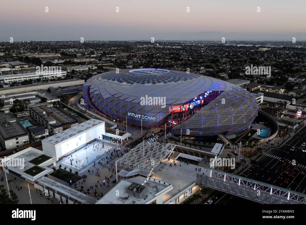 An aerial view shows the Intuit Dome, the new home of the Los Angeles ...