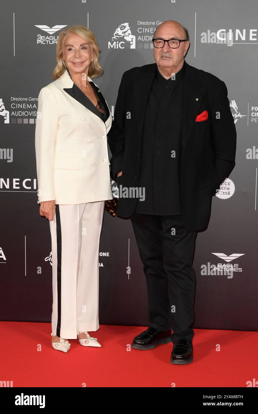Rome, Italy. 14th Oct, 2024. Francesca Lo Schiavo (l) and Dante Ferretti (r) attend the red ...