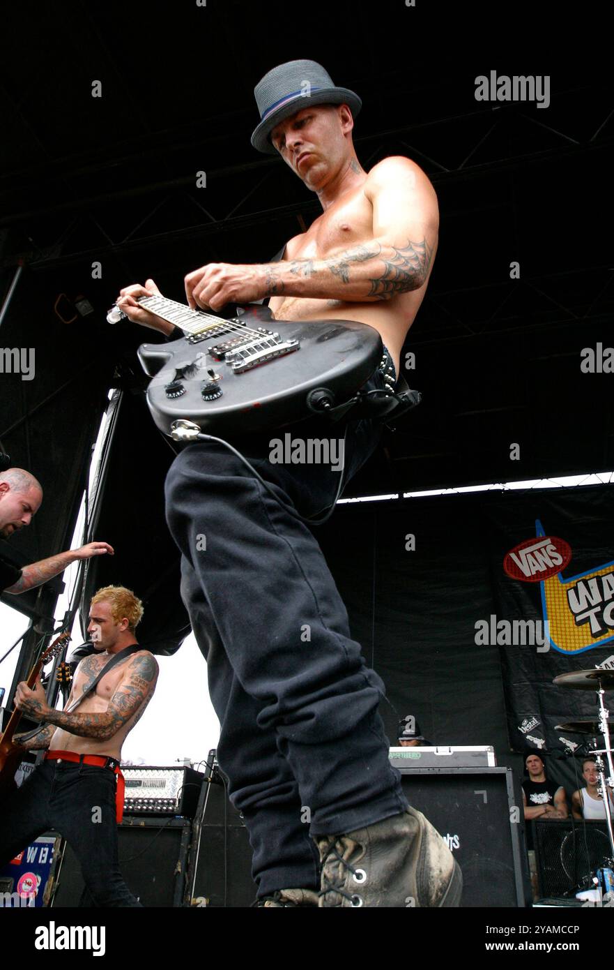 Transplants performing on the 2005 Warped Tour at The Tweeter Center on ...