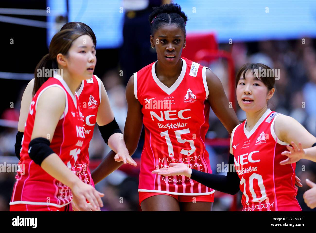 Kanagawa, Japan. 12th Oct, 2024. (L-R) Haruko Sasaki, Lorrayna Marys da Silva, Tsukasa Nakagawa ...