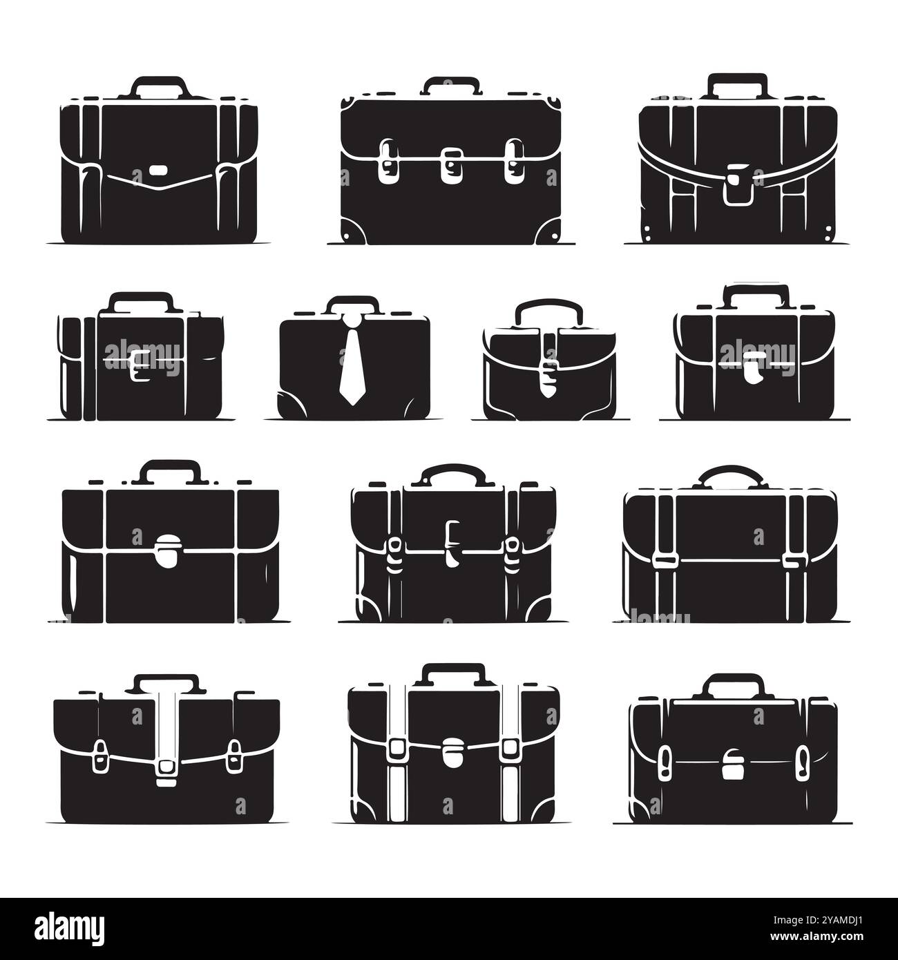 Set of briefcases silhouette vector on a white background Stock Vector ...