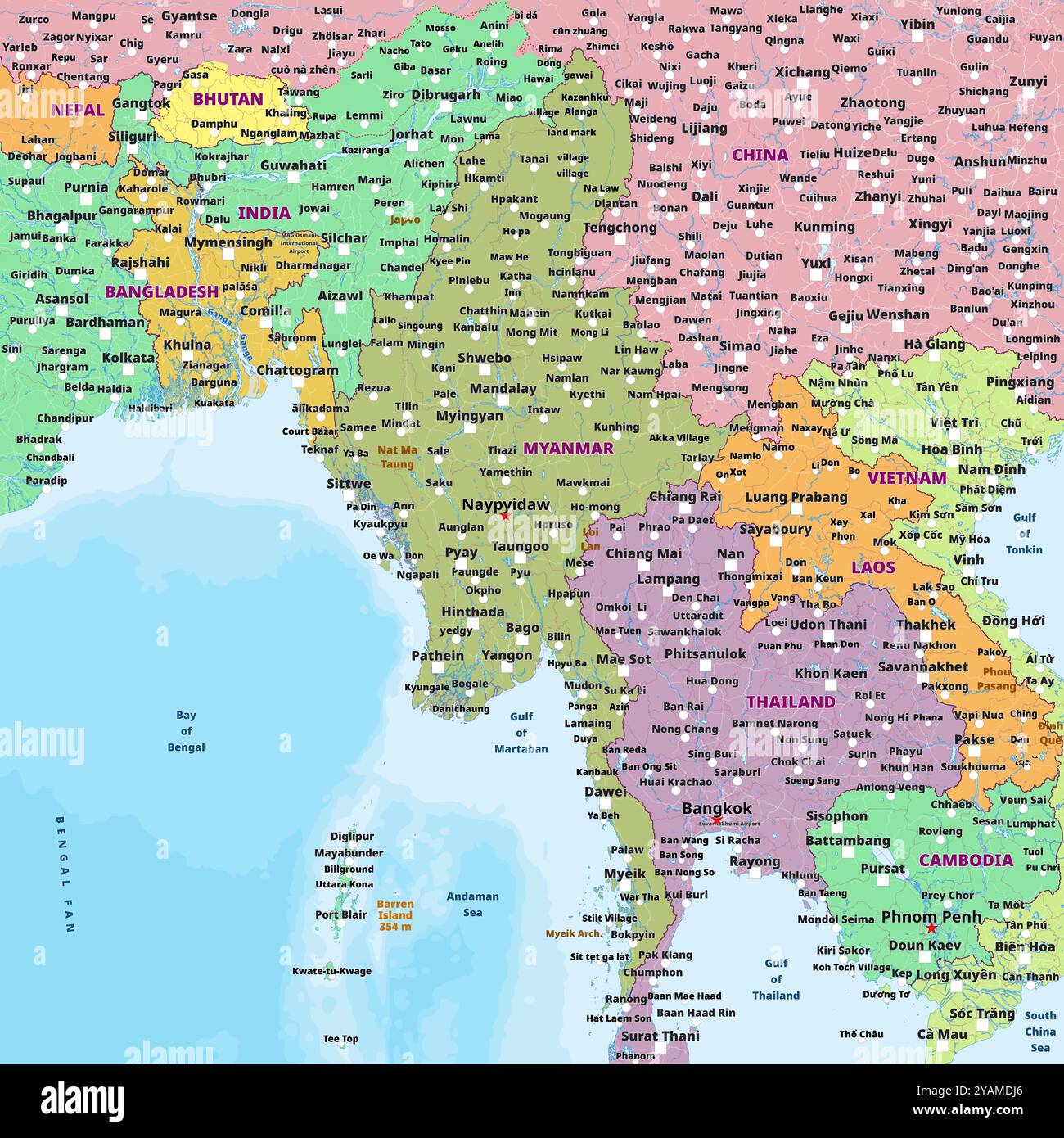 Myanmar political map capital hi-res stock photography and images - Alamy