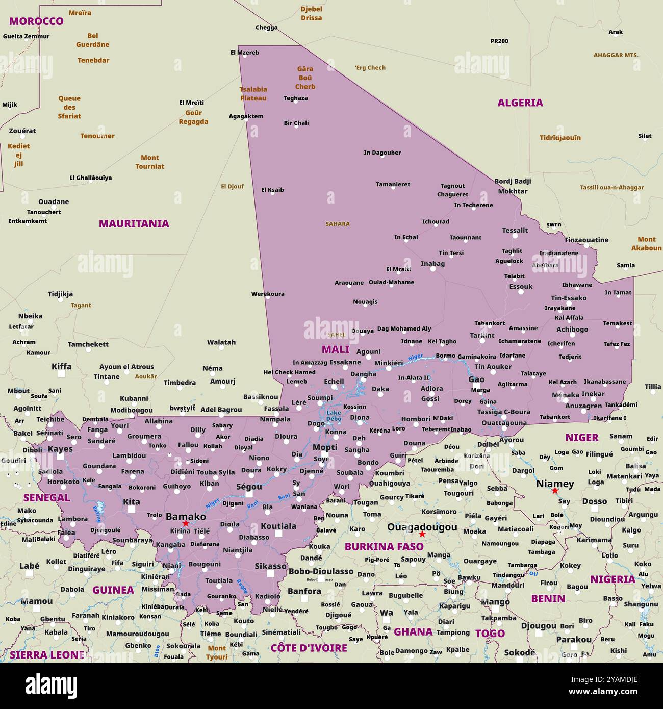 Simple political map of Mali Stock Vector Image & Art - Alamy