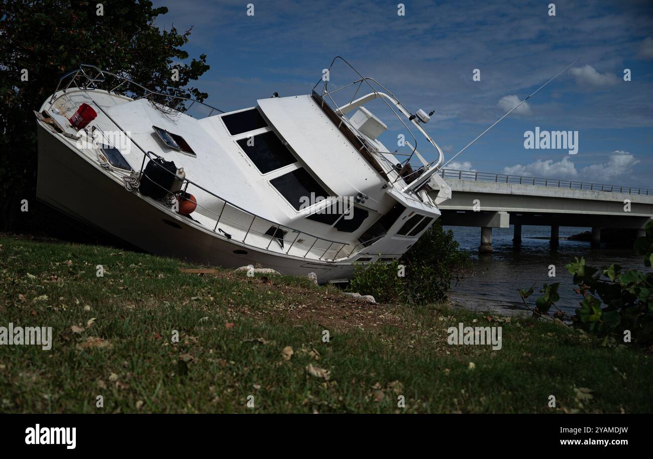 Vessel, stranded after Hurricane Milton's storm surge. (U.S. Army Photo ...