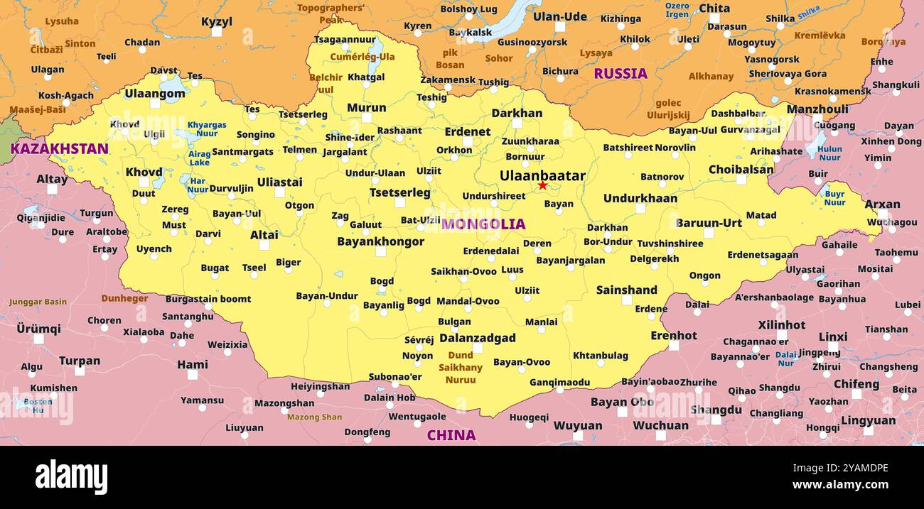 Simple political map of Mongolia Stock Vector Image & Art - Alamy