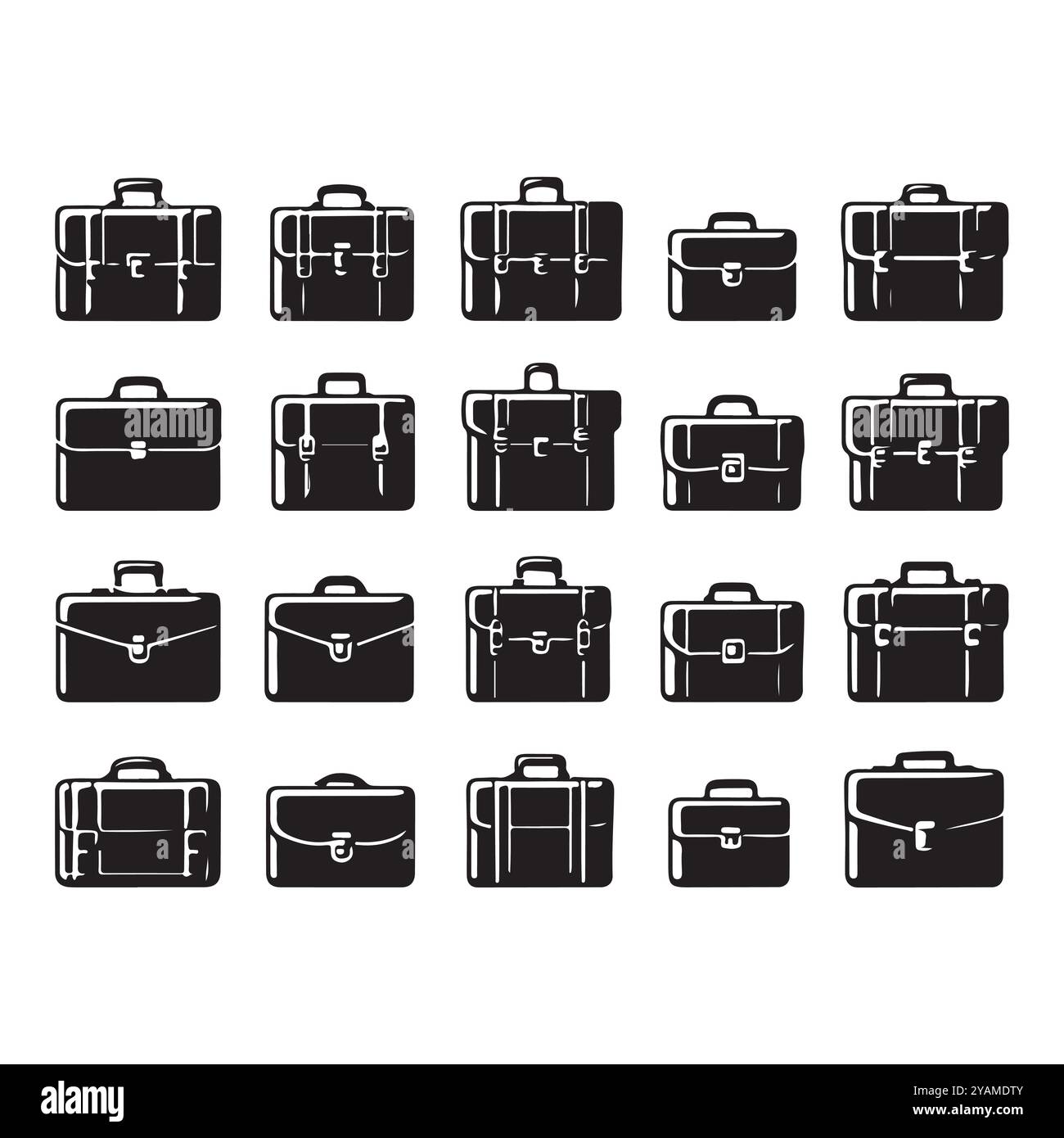 Set of briefcases silhouette vector on a white background Stock Vector ...