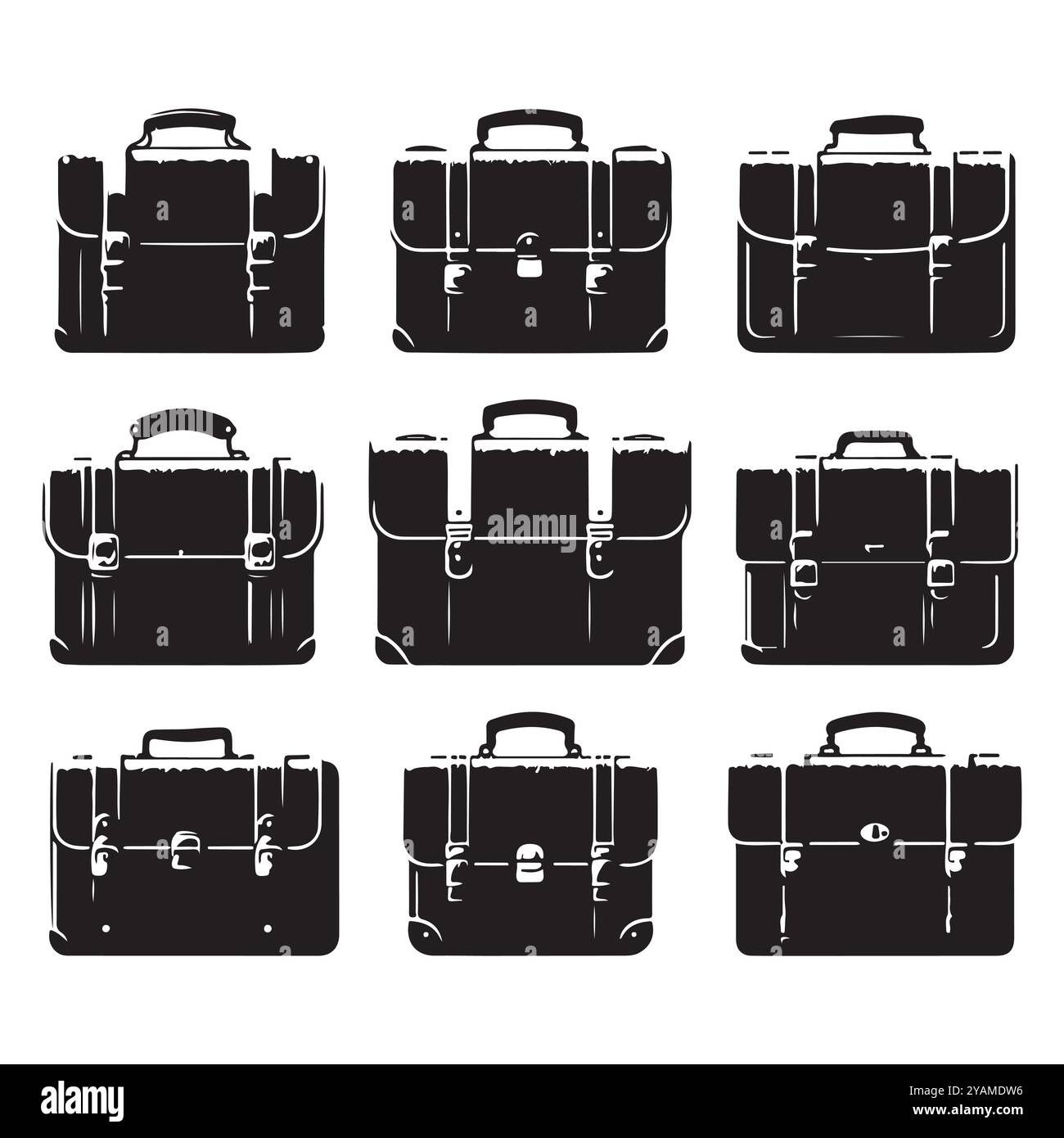 Set of briefcases silhouette vector on a white background Stock Vector ...