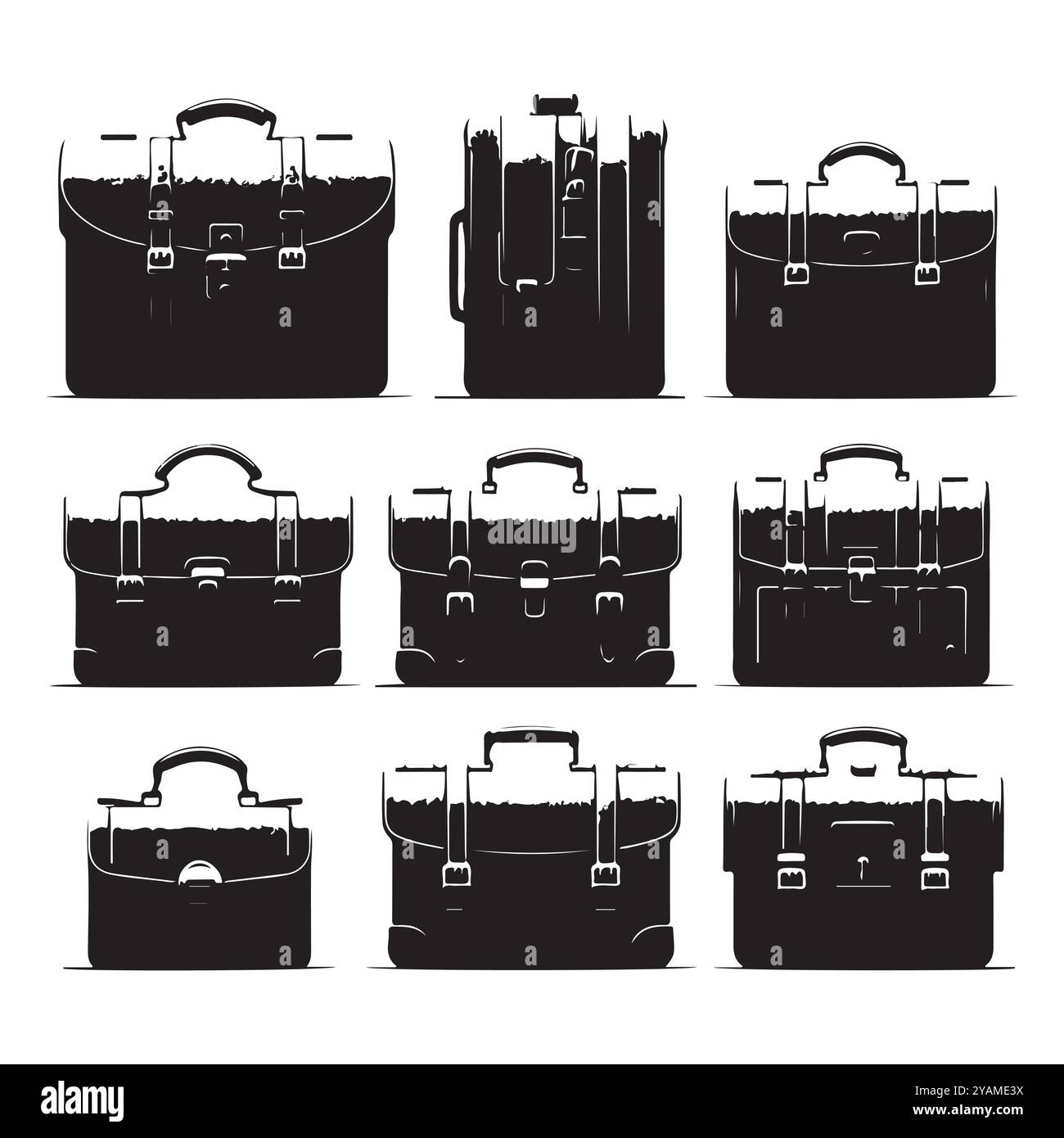 Set of briefcases silhouette vector on a white background Stock Vector ...
