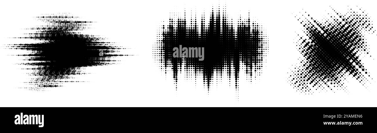 Glitch halftone line element set. Dots texture geometric form ...