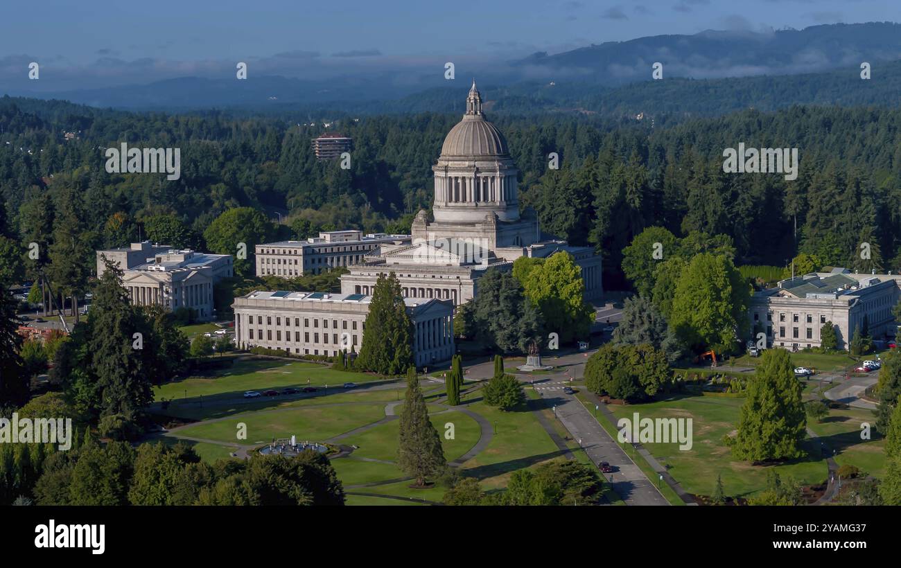 Aerial view of The Washington State Capitol or Legislative Building in ...
