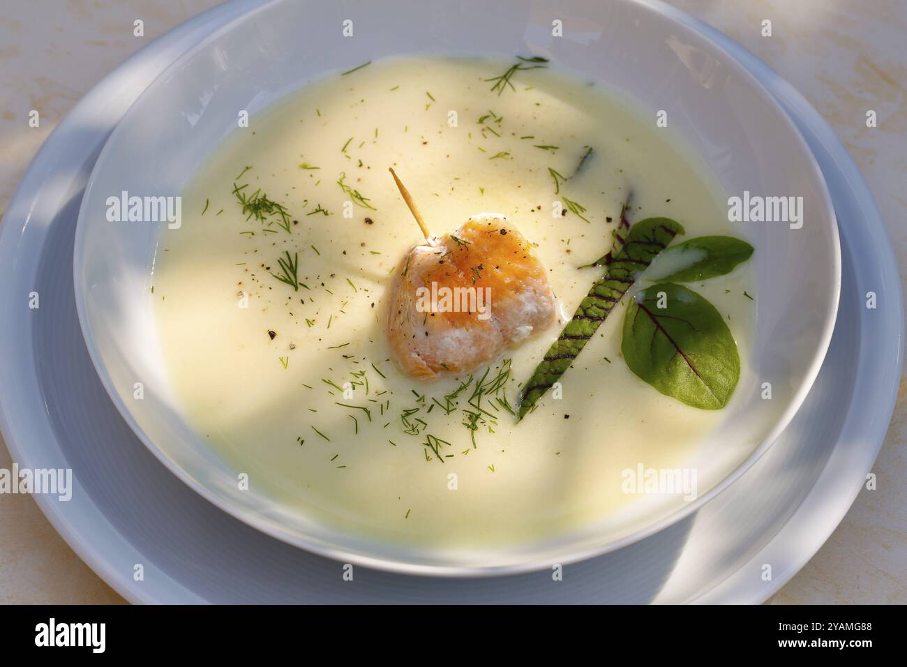 Southern German cuisine, sorrel soup with char, freshwater fish, soup ...