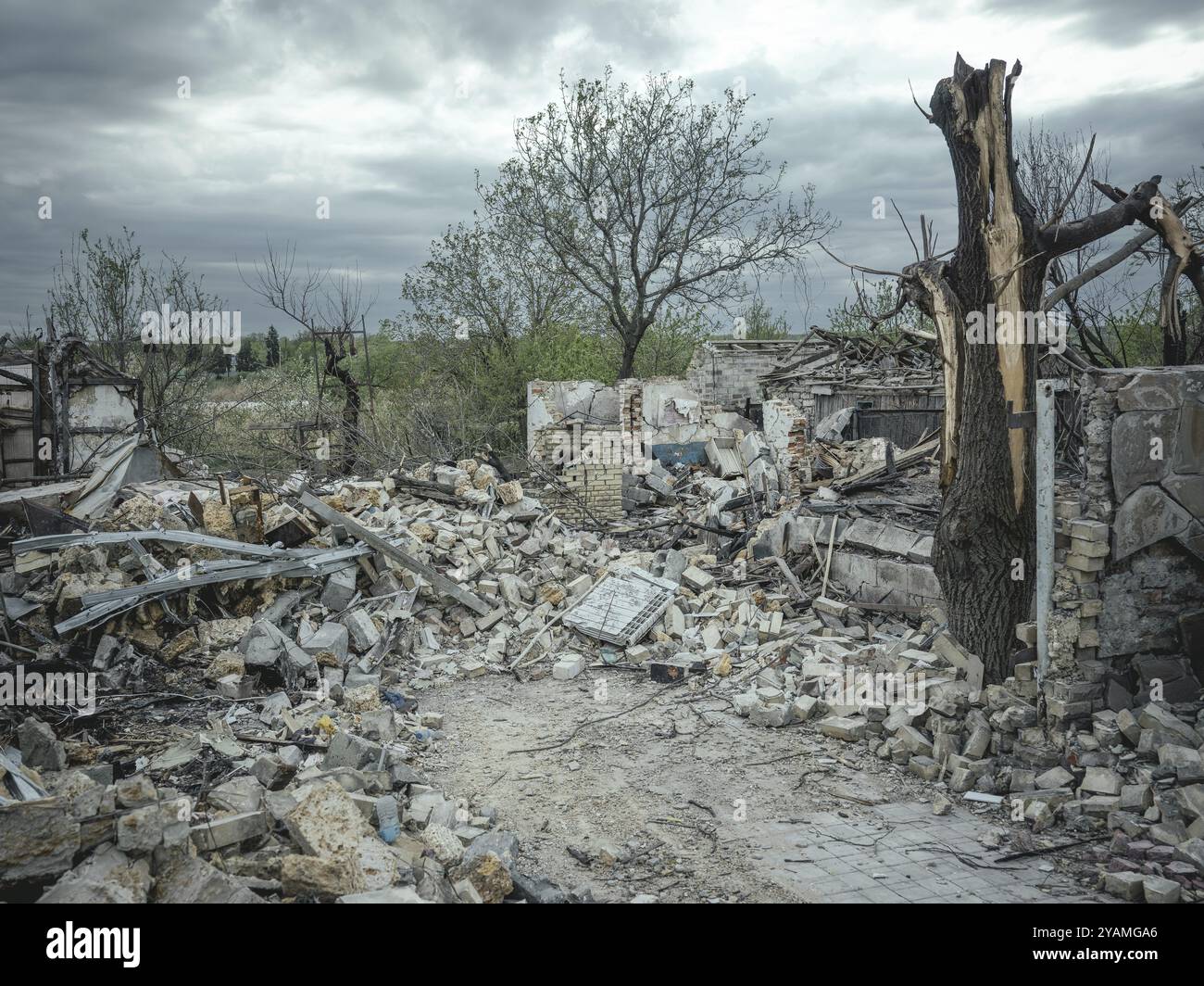 Ruins of a destroyed house after a Missile impact on 19 April, a family ...