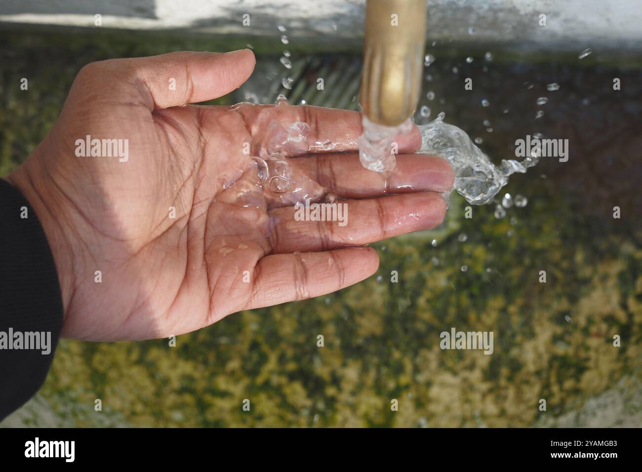 Hand catching refreshing water hi-res stock photography and images - Alamy