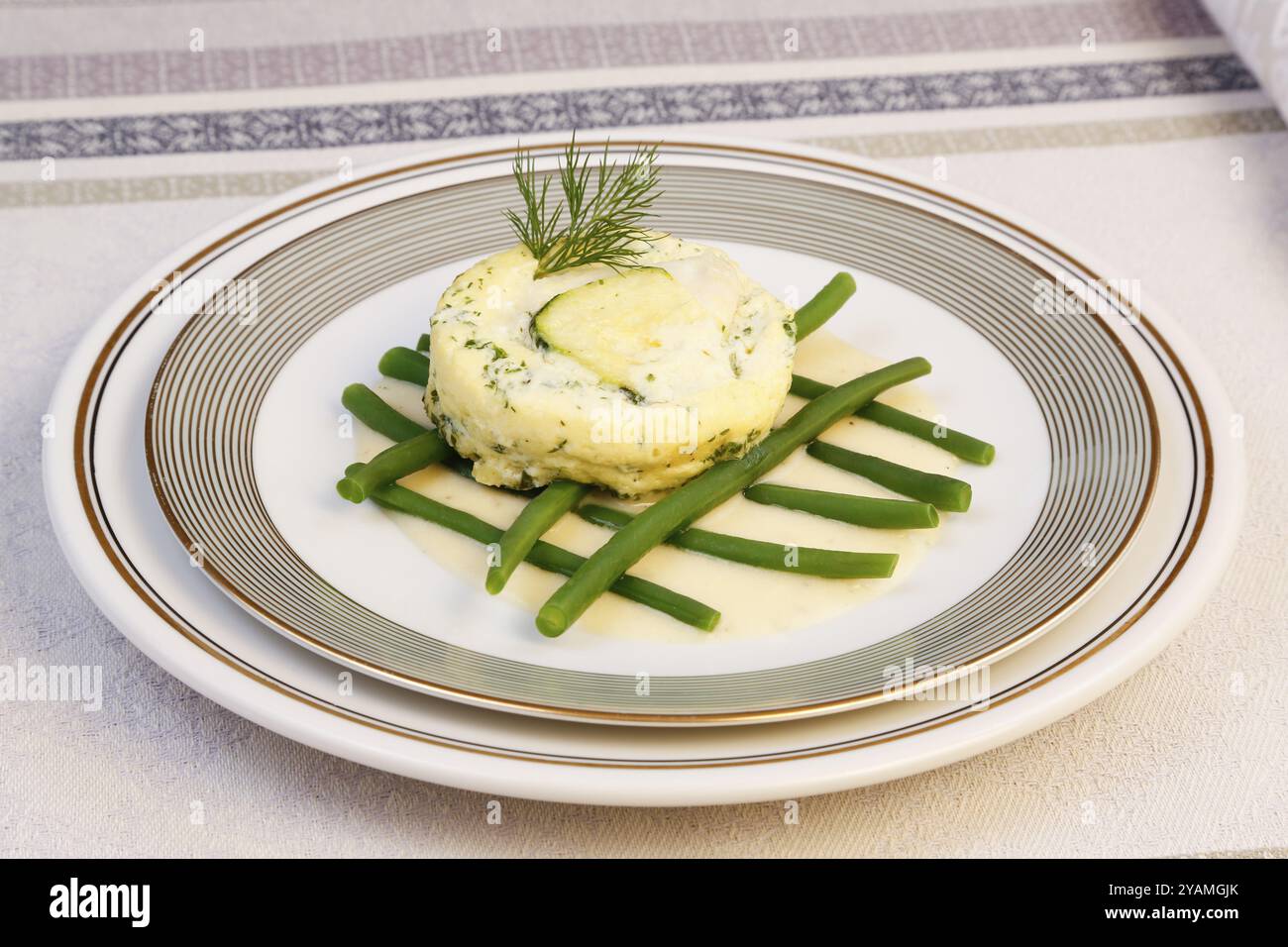 Swabian cuisine, oven-baked pike-perch on princess beans with lemon ...