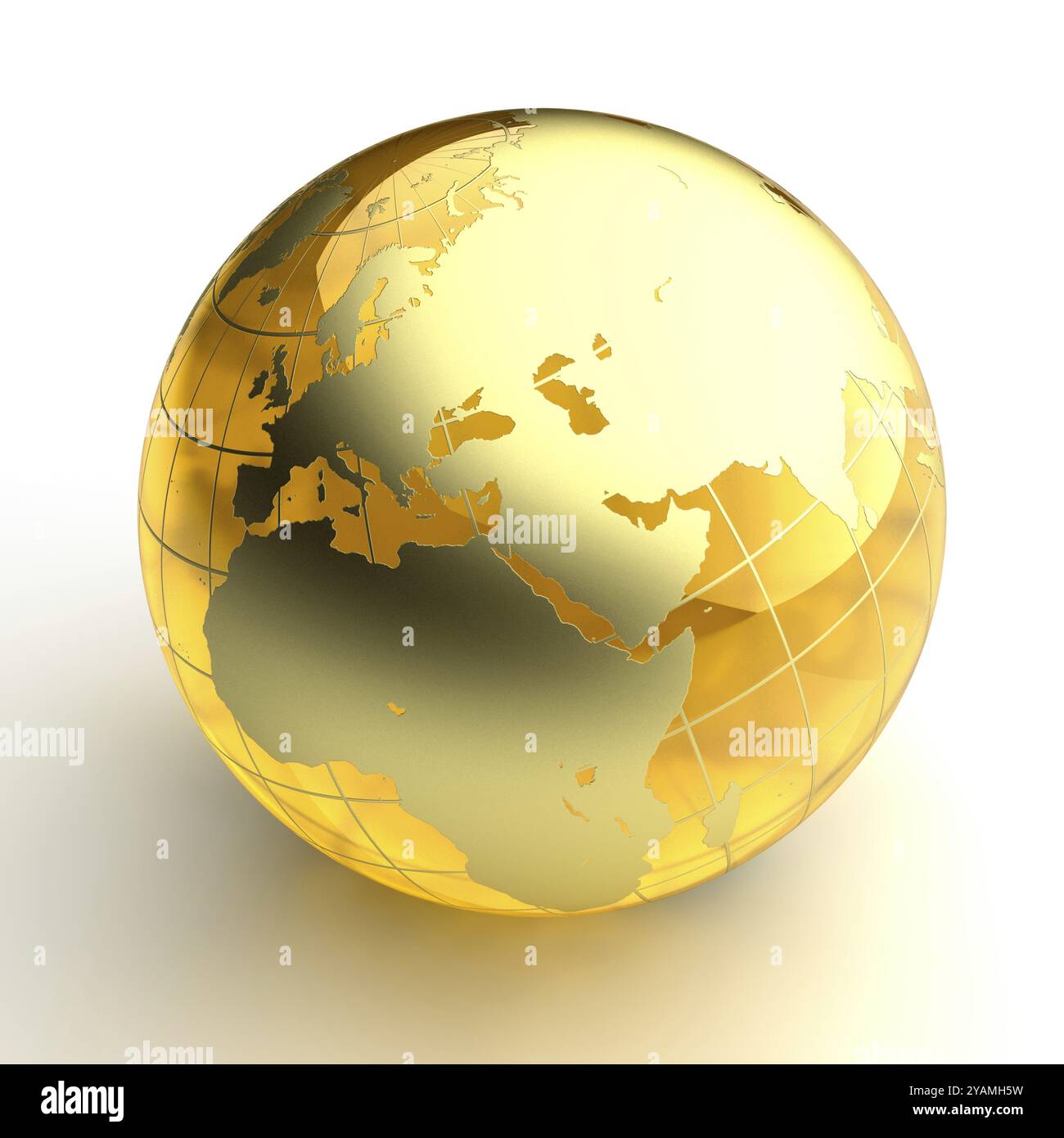 A miniature model of the Earth in the form of a ball made of amber, as ...