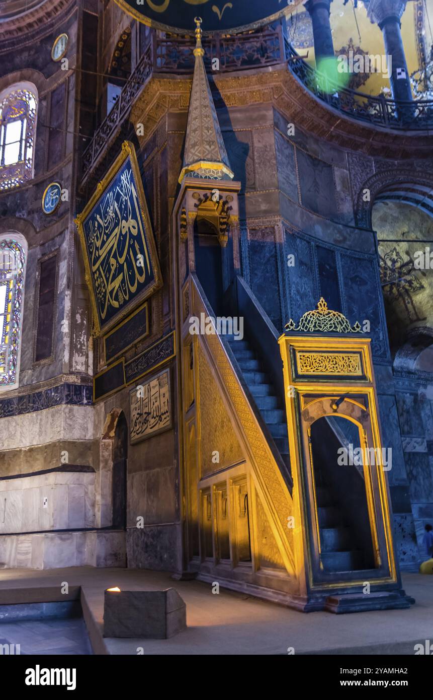 Interior view in Aya Sofia temple in Istanbul, Turkey, Asia Stock Photo ...