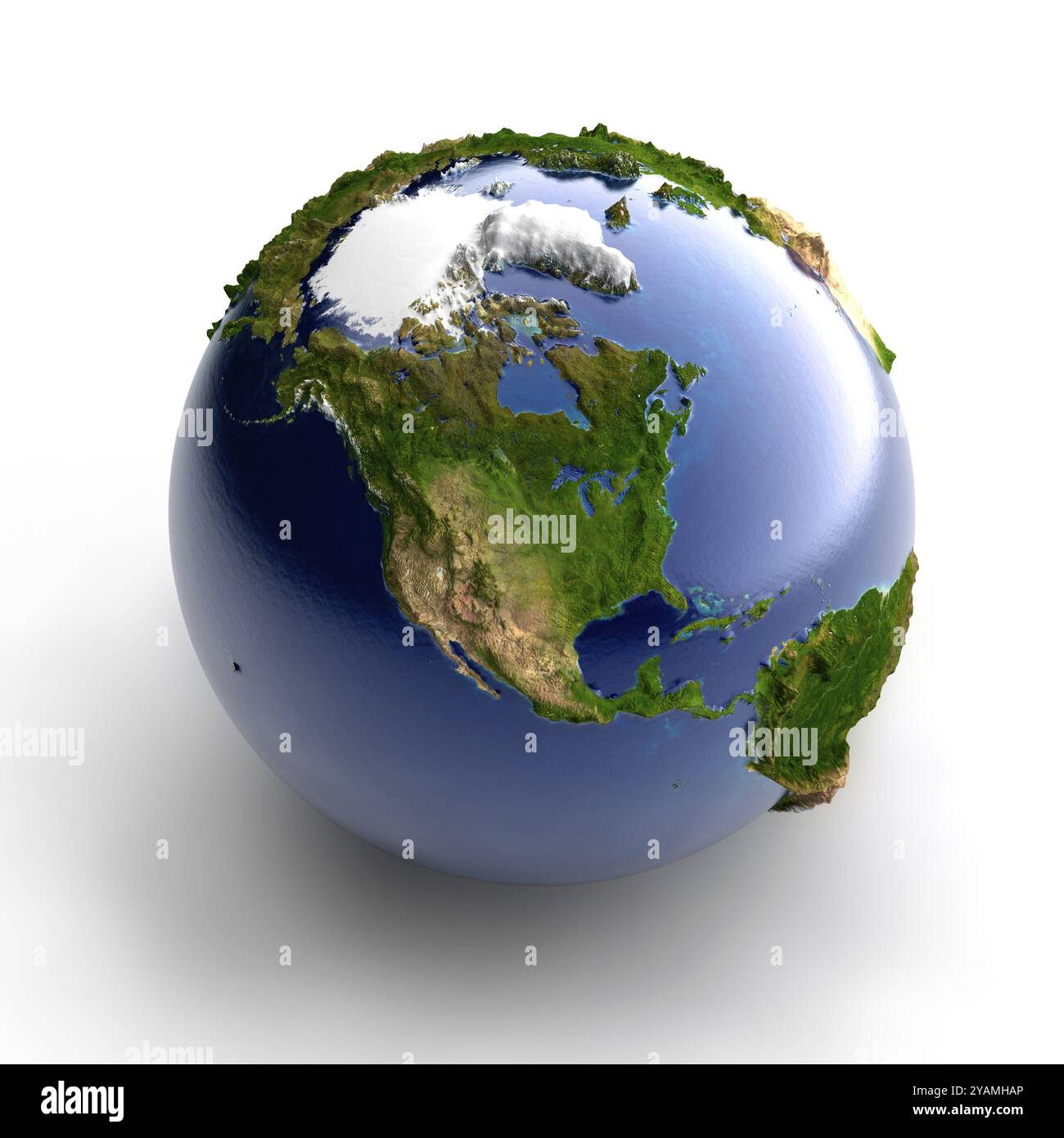 3D model of the globe with an exaggerated vertical relief Stock Photo ...