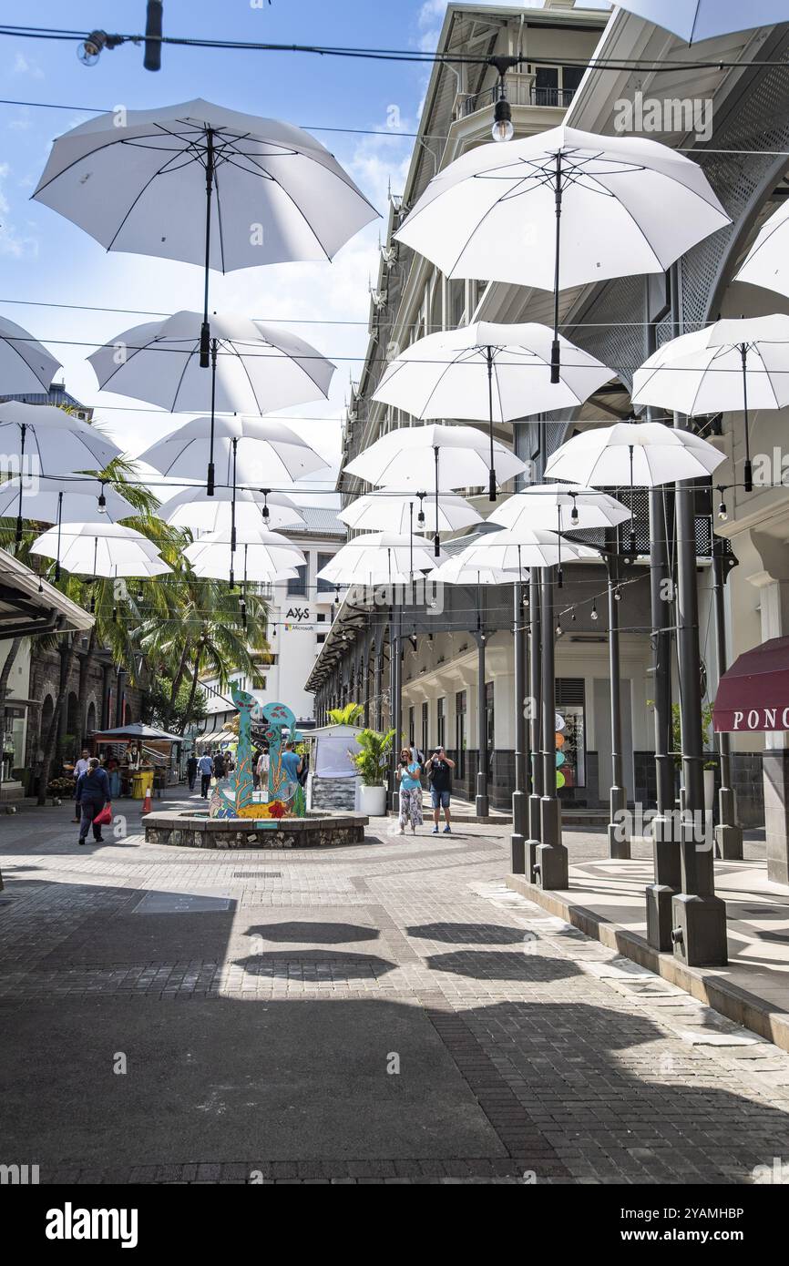 Caudan Waterfront, parasols, Port Louis, Indian Ocean, island ...