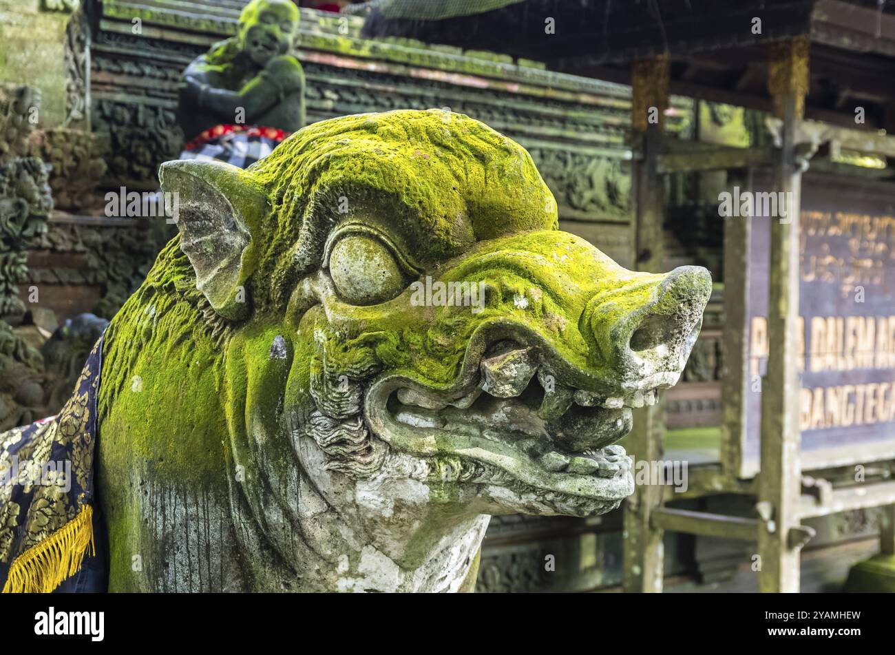 Old statue in Hindu temple in Sacred Monkey Forest, Ubud, Bali ...