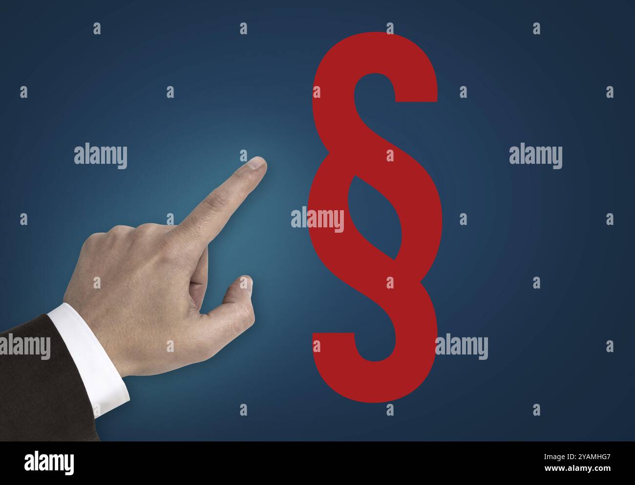 Hand points to paragraph sign Concept Stock Photo - Alamy