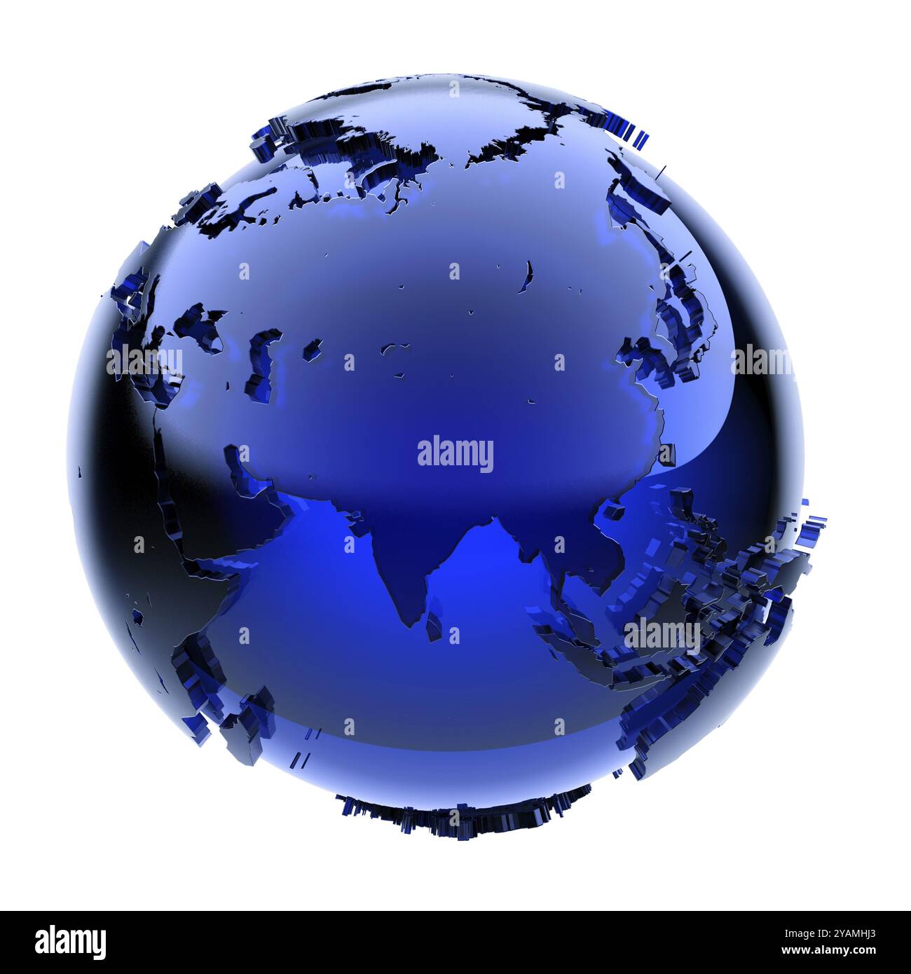 Blue glass globe with frosted continents a little stand out from the ...