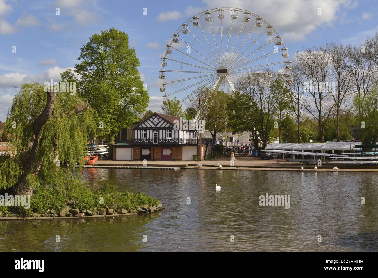 A beautiful, sunny day on the River Avon in the Shakespearean town of ...