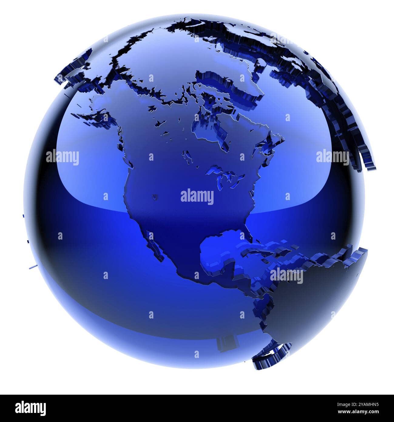 Blue glass globe with frosted continents a little, a little stand out ...