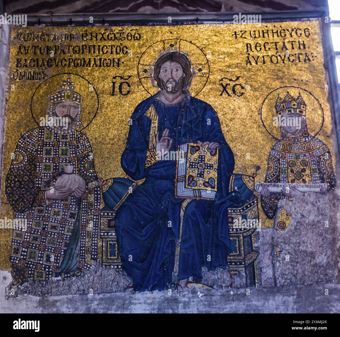 View on mural in Aya Sofia Temple in Istanbul, Turkey, Asia Stock Photo ...