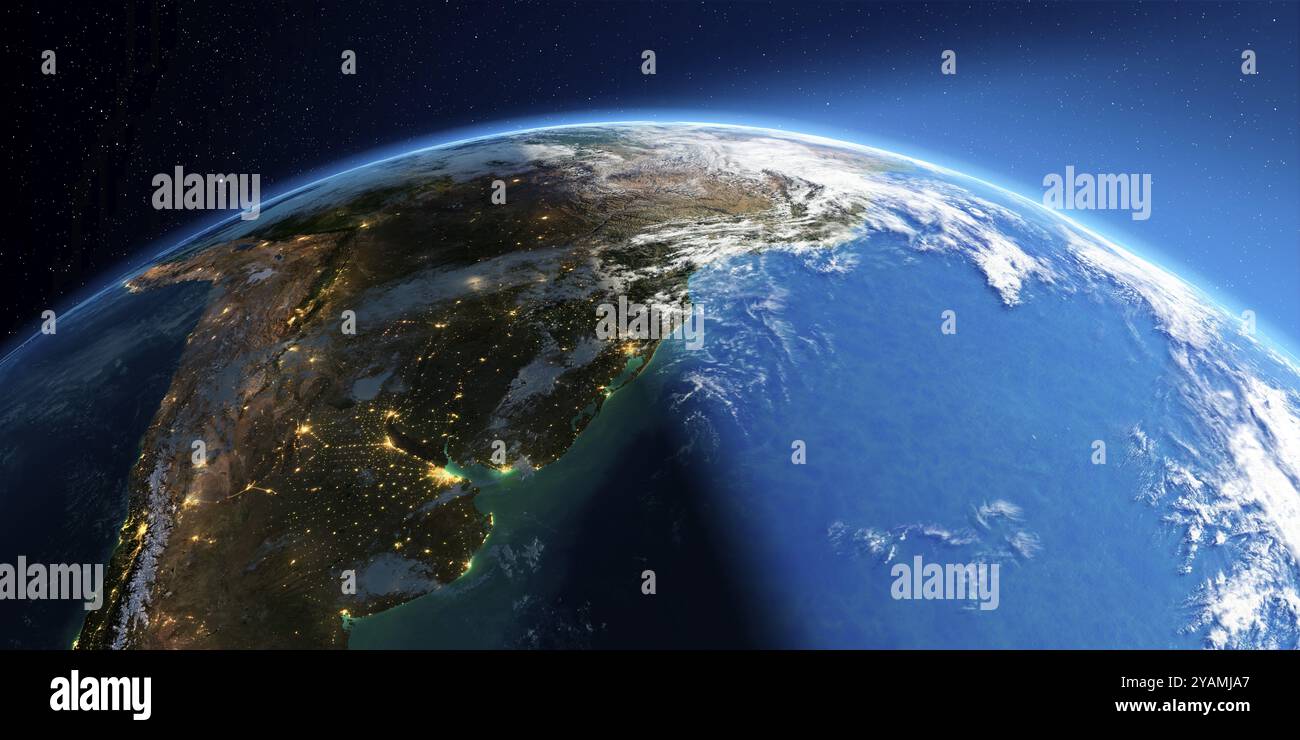 Highly detailed Earth with atmosphere, exaggerated relief and light ...