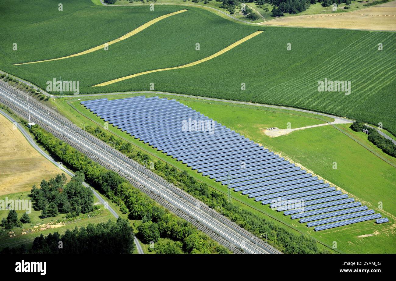 Solar system, embedded in a green field Stock Photo - Alamy