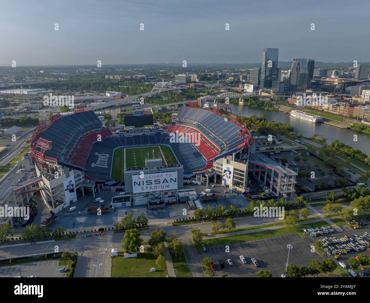 Aerial view of Nissan Stadium, home of the NFLs Tennessee Titans Stock ...