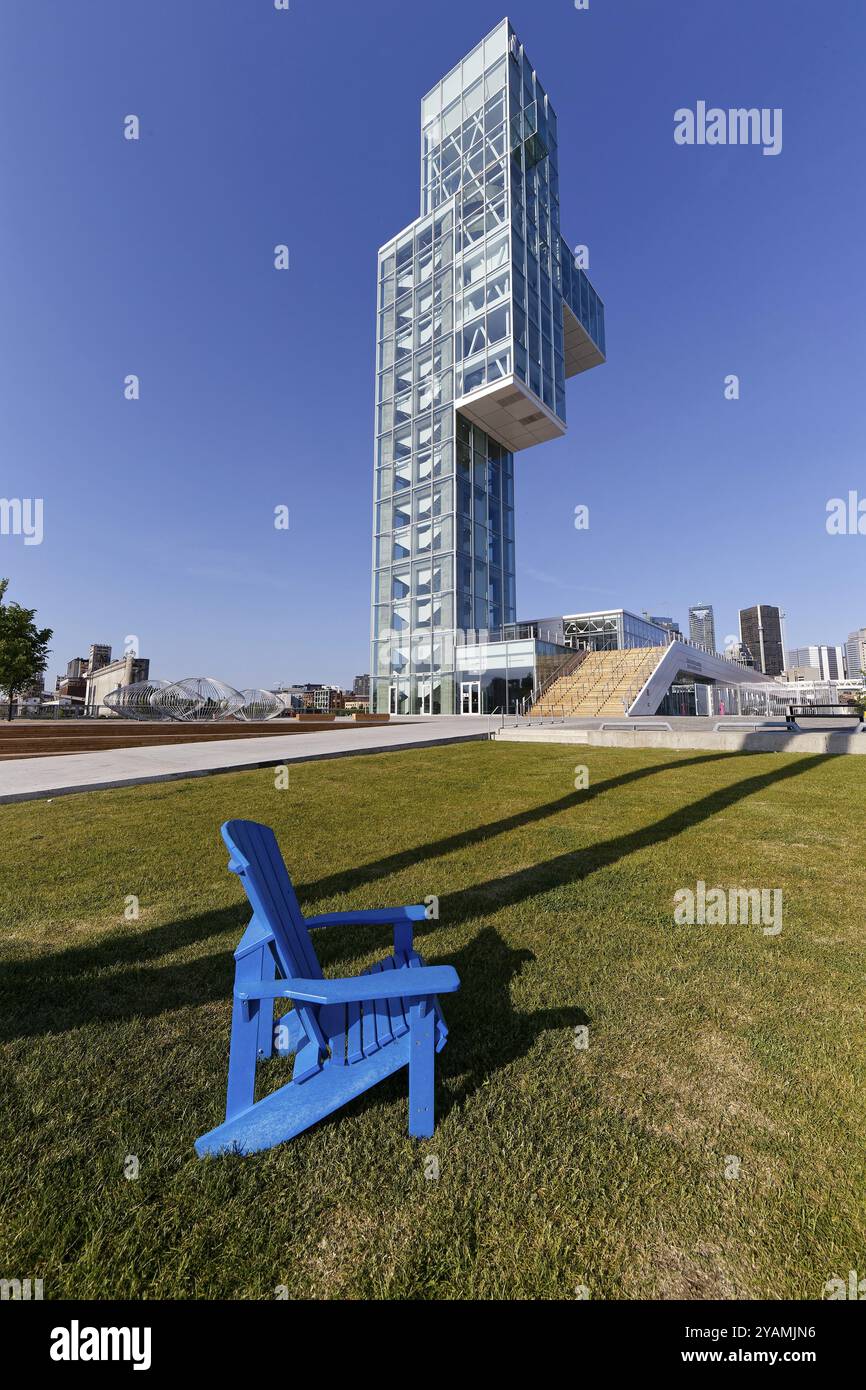 Lawn with colourful chairs at the new observation tower in Old Port ...